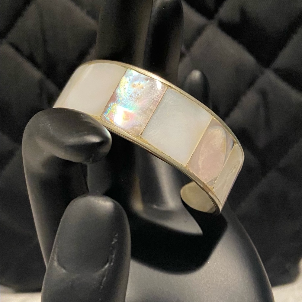 Opalescent Mop Inlay Silver Cuff Bracelet - Gem
